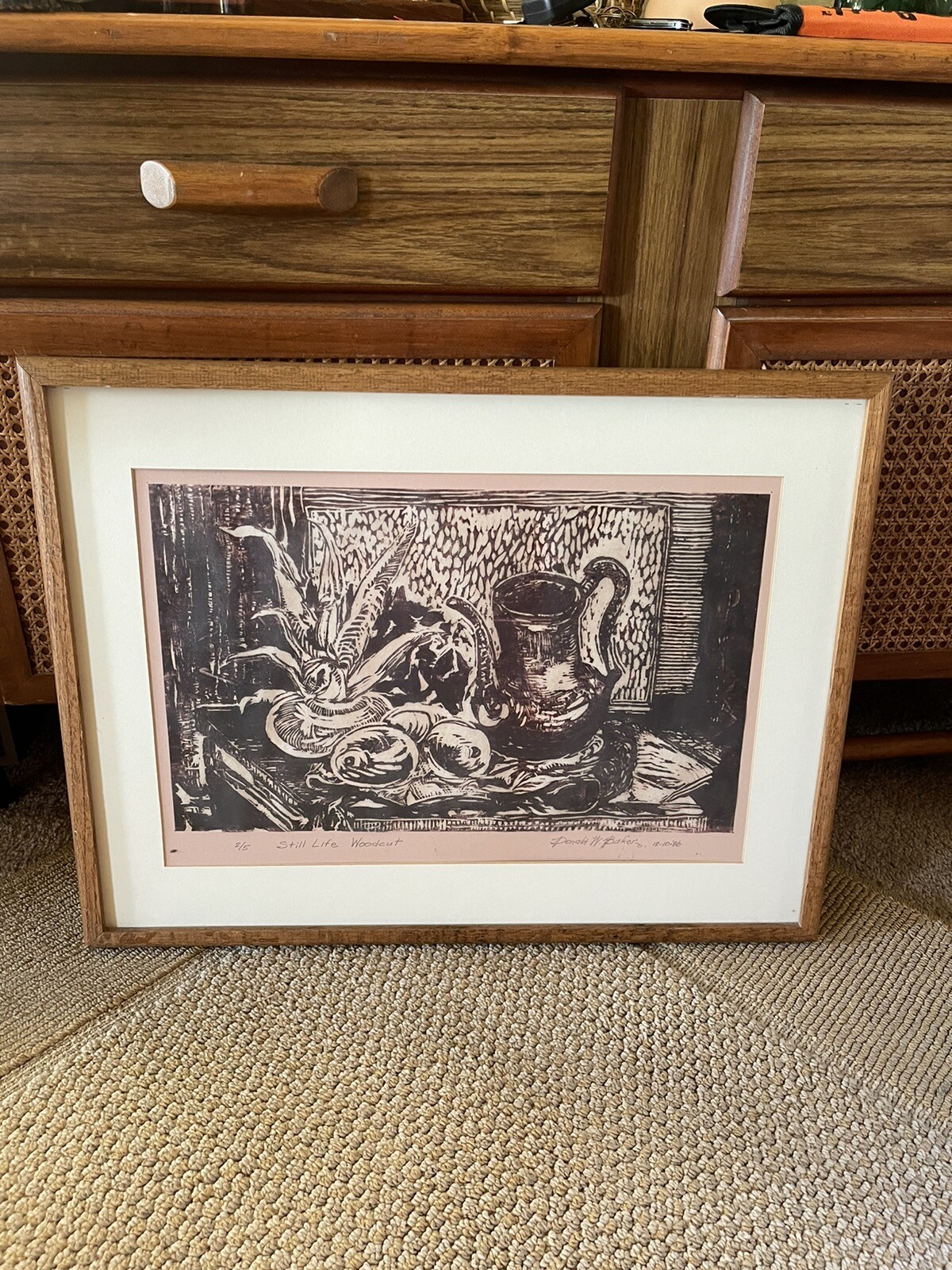 Donald W Baker One Of A Kind Original Woodcut Print Framed Vintage 1986 ...
