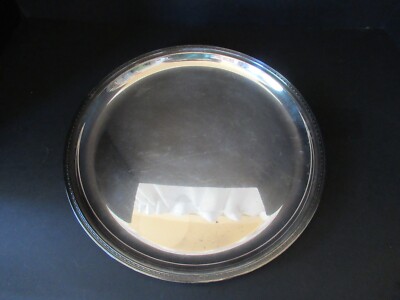 Vintage 13" silver plate serving platter MCM simple pattern edge ...