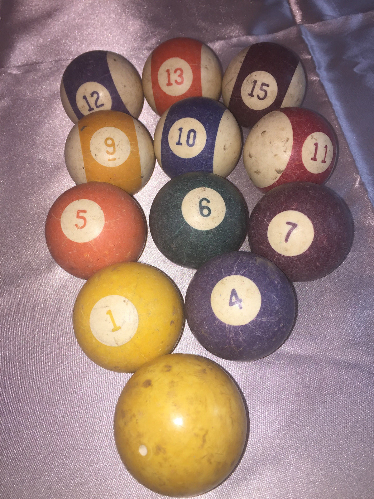 Assorted Billiard Pool Balls Solid Stripes Cue Ball Lot of 12 | eBay