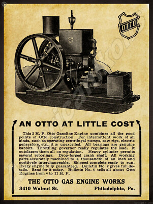 1912 Otto Gas Engines New Metal Sign: Two HP Model - Philadelphia ...