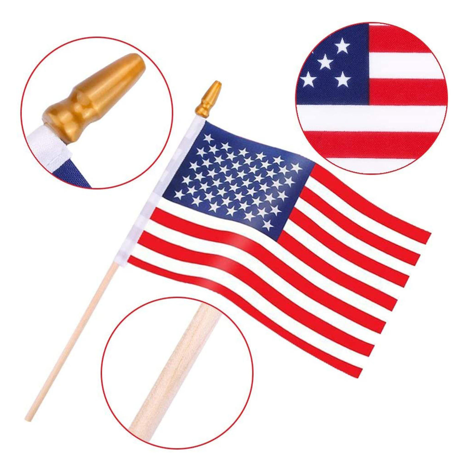 10Pcs USA Hand Held Mini Flag American Hand Waving Flags | eBay
