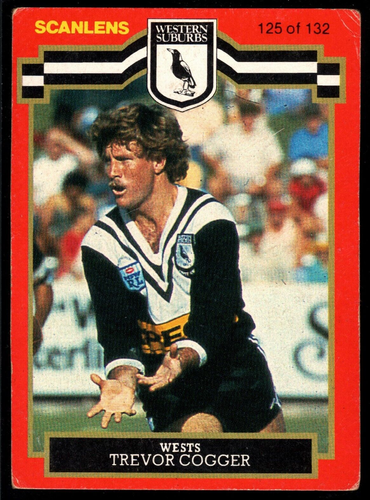 1986 #125 Trevor Cogger Western Suburbs Magpies Scanlens rugby league ...