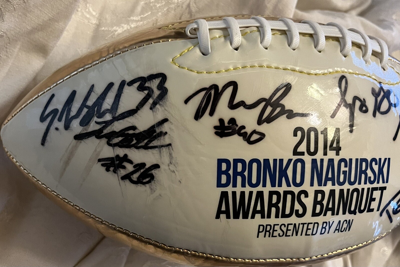 Hand Sharpie Signed Bronco Nagurski Awards Football Randy White Landon ...