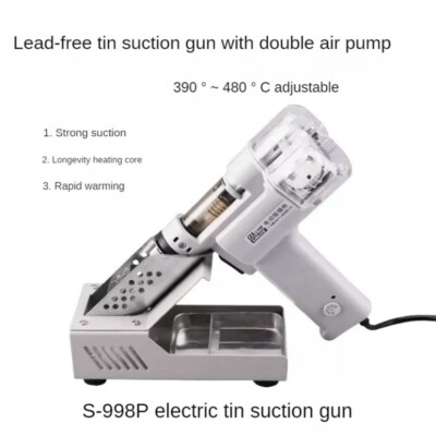 Electric Solder Suction Gun PN-998 110V Vacuum Dual Pump Solder Removal ...