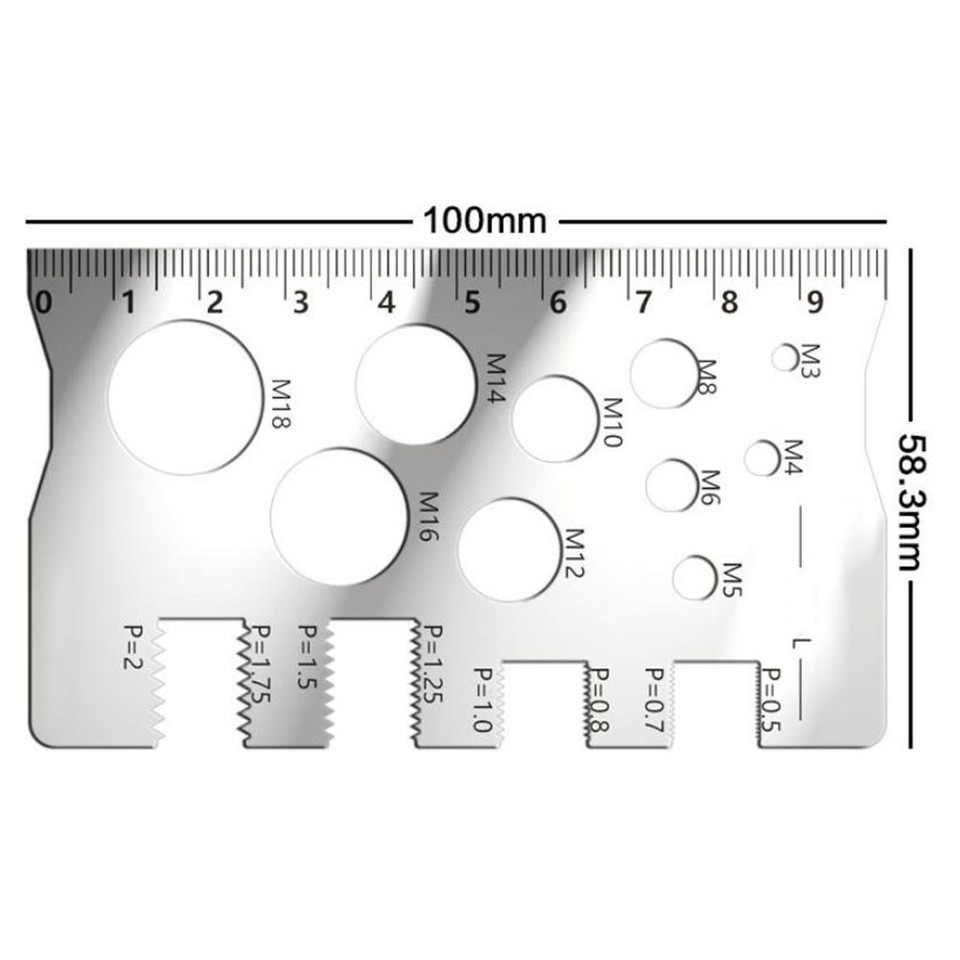 Metric Screw Thread Pitch Gauge Ruler Set of 2 for Measuring Bolts and ...