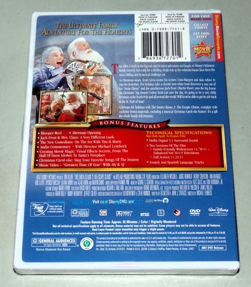 The Santa Claus 1 2 3 Holiday Collection (DVD 2008 3-Disc) Christmas ...