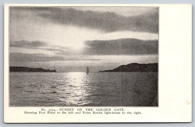 California San Fransisco Sunset on the Golden Gate Fort Point Postcard ...