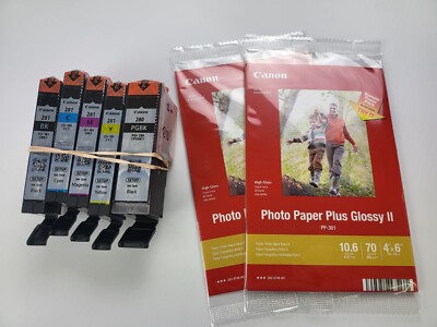 Genuine Canon 280 281 setup Ink Cartridges 5 Pack + bonus 2 Sampler ...