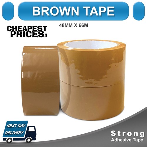 STRONG BROWN PARCEL PACKING PACKAGING TAPE ROLLS 48MM X 66M CARTON ...