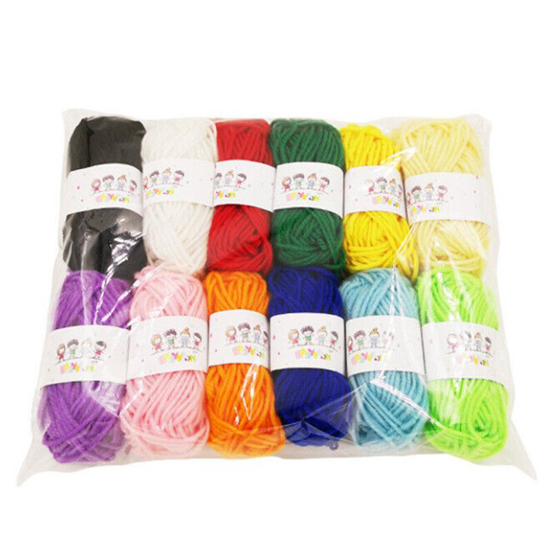 12X Mixed Yarn Wool Job Lot Knitting Crochet Squares Pompom Crafts Toys ...