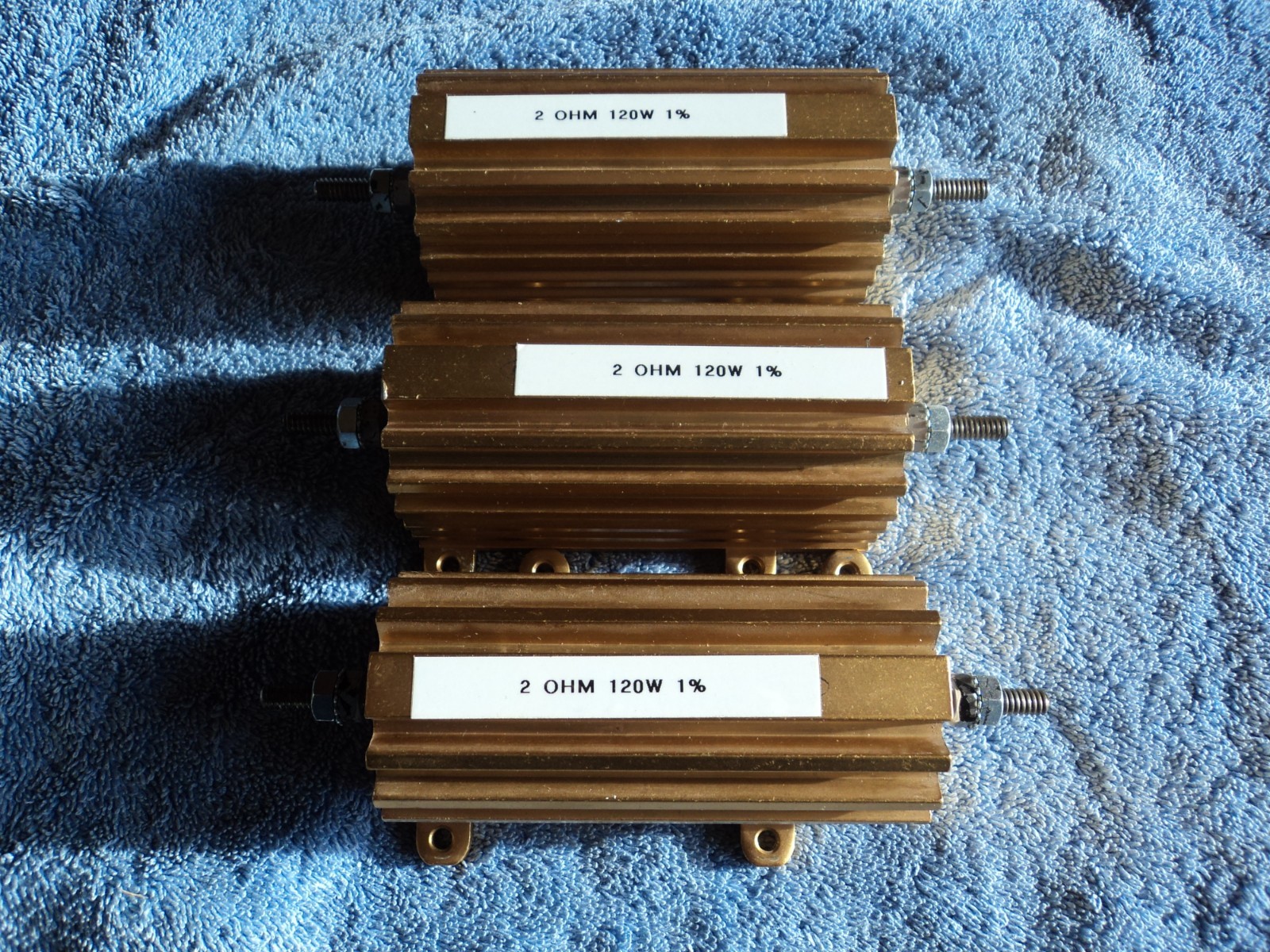 DALE 120 WATT 2 OHM RESISTORS 1% 3 HUGE 120W RESISTORS 1/4" STUDS 4 1/2 ...