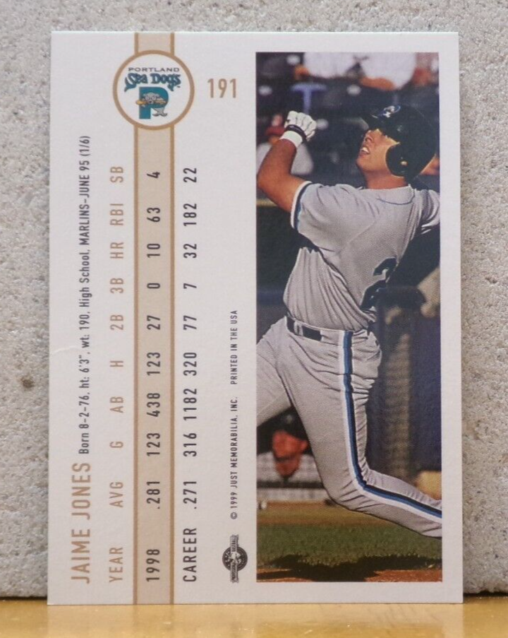 AUCTION - 550 BASEBALL CARD JUST 1999 JAIME JONES PORTLAND SEA DOGS | eBay