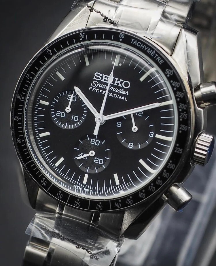 Custom Seiko Speedmaster Style Chronograph Watch For Men Preloved – FLUF