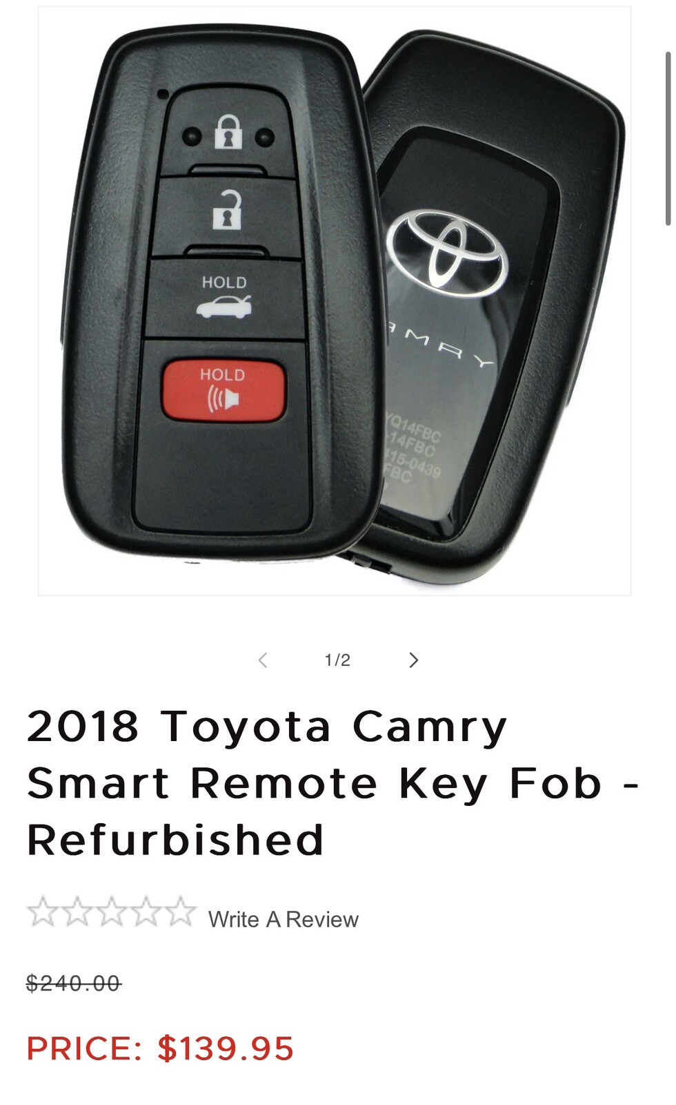Orignal 2018-2023 TOYOTA CAMRY SMART KEY KEYLESS REMOTE FOB HYQ14FLA ...