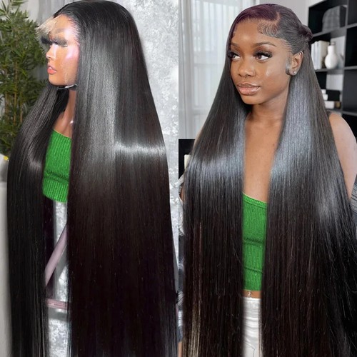 40 Inch Long Straight HD Transparent Lace Frontal Wigs Remy Human Hair ...