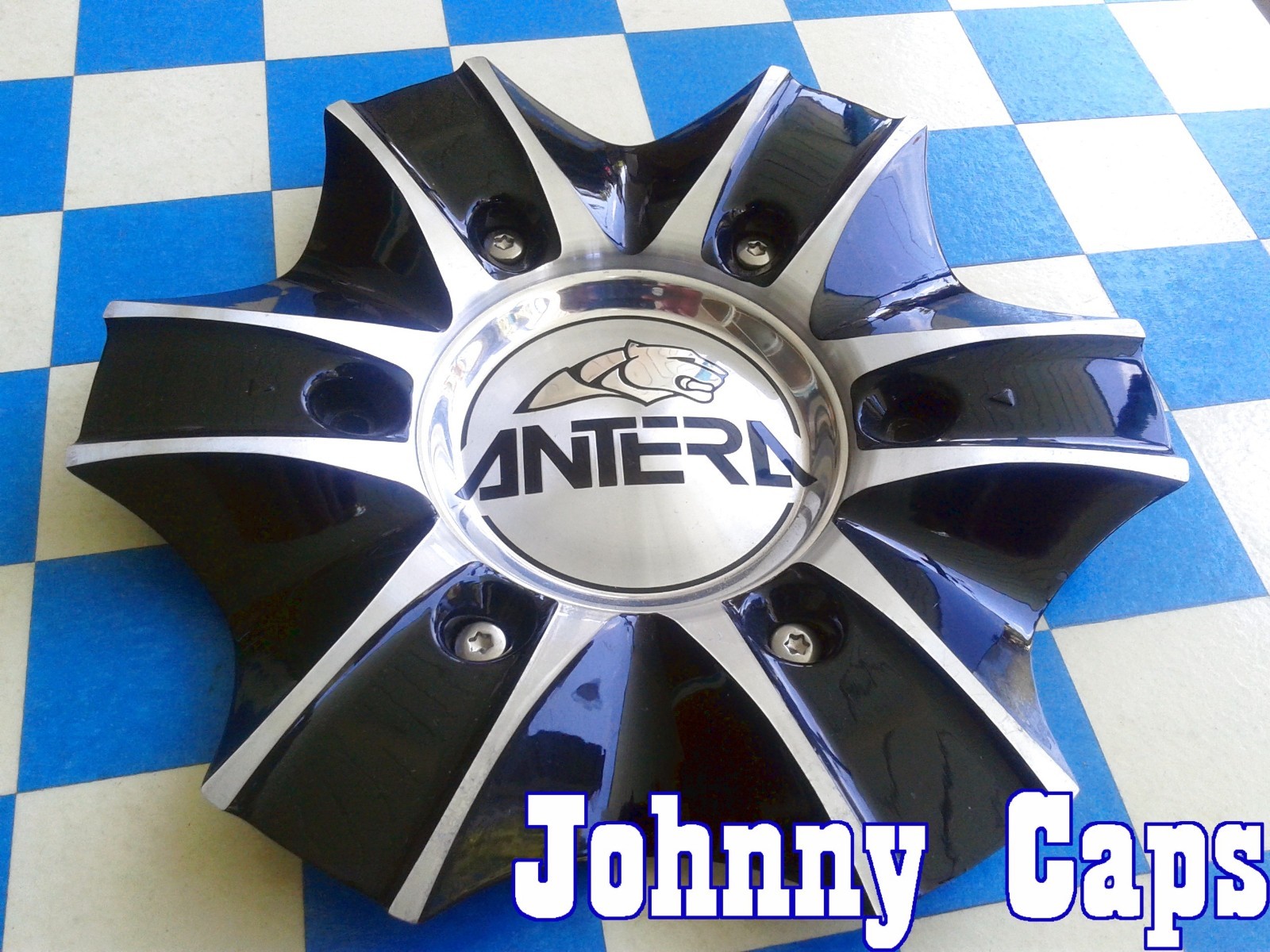 ANTERA Wheels [62] BLACK/SILVER Center Caps # A-385 Custom Wheel Center ...