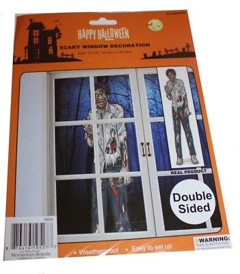 14" x 60" Creepy Double Sided Zombie Window Creeper Halloween Haunted ...