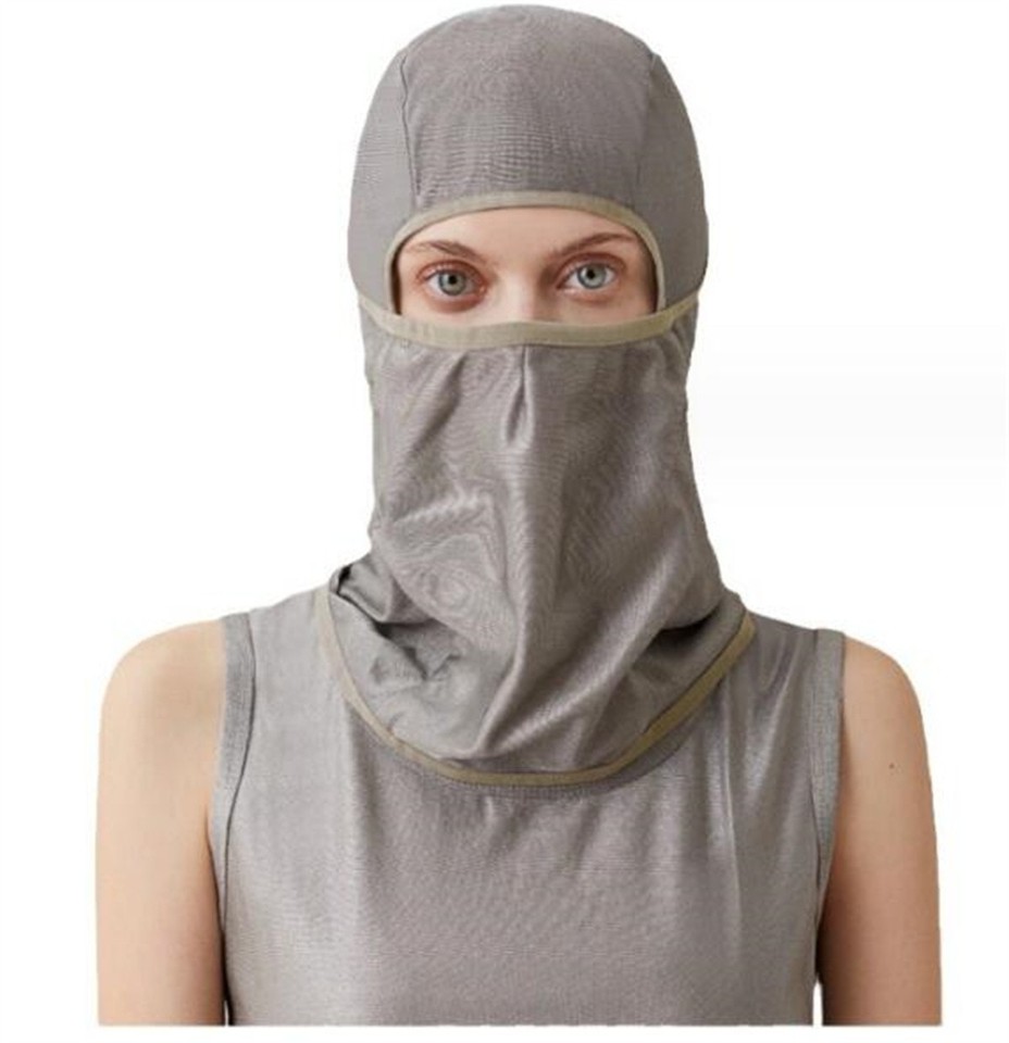 100% Silver Fiber Anti-Radiation Hat EMF RF WIFI 5G Shielding-Full Face ...