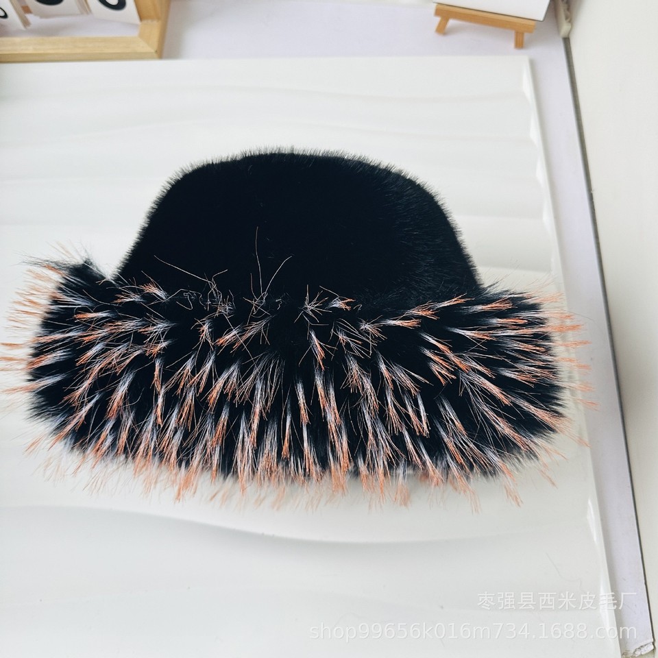 Lady Warm Faux Fur Fisherman Hat Furry Plush Hat Outdoor Winter Hat ...