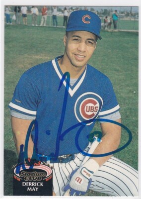 1991 Topps Stadium Club #148 Derrick May Cubs Signed Auto IP Free ...