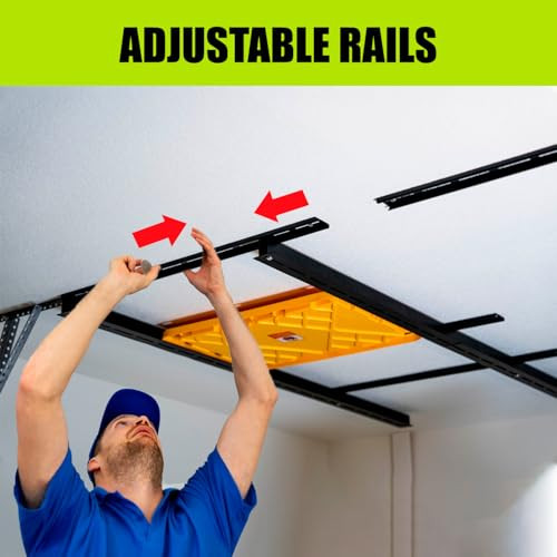 GARAGE STORAGE TOTE SLIDE RACK Overhead Tote Storage Rail System ...