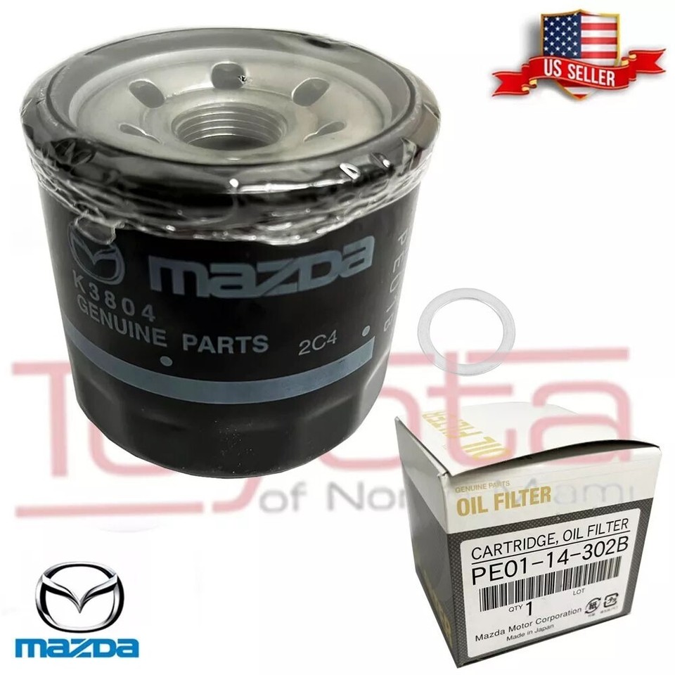 Genuine Mazda OEM Engine Oil Filter Cartridge PE01-14-302B Gasket 99564 ...