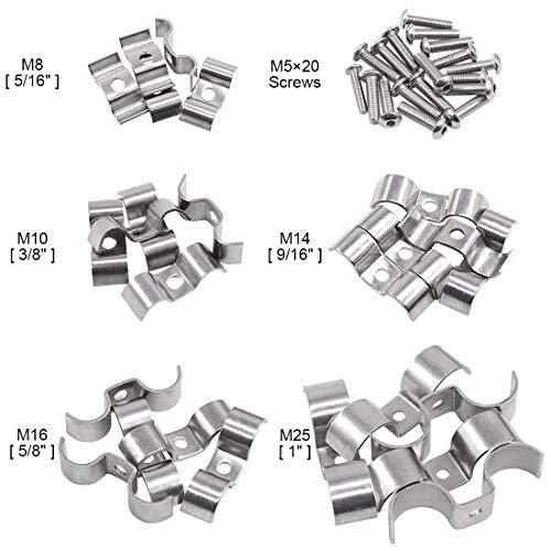 50 Pack Stainless Steel Double Line Clamp Fuel Line Clips for Tube Pipe ...