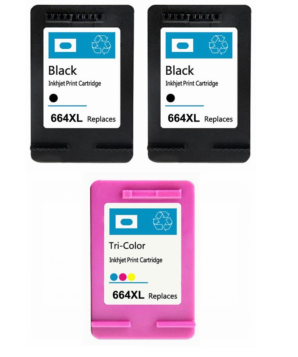 3PK Compatible for HP 664XL Black Color Ink Cartridge Show Ink Deskjet ...