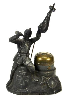 Antique German or Austrian WW1 Patriotic Inkwell Flag Bearer Military ...