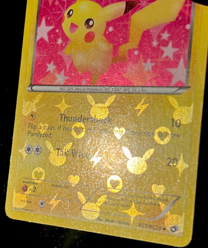 Pikachu RC7/RC25 LP Front/MP Back Radiant Holo Cute Gold Heart Pink Art ...