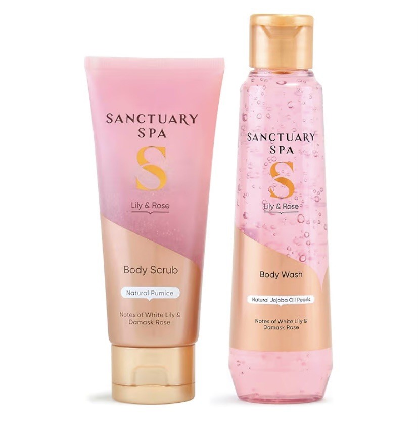 SANCTUARY Spa Lily & Rose Bodycare Duo – Luxury Body Wash & Scrub Gift ...