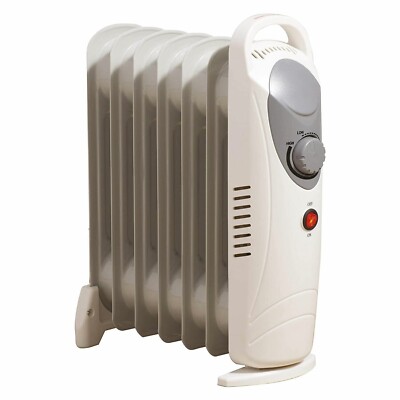 Mini Oil Filled Radiator Portable Daewoo Heater 6 Fin 800W Thermostat ...