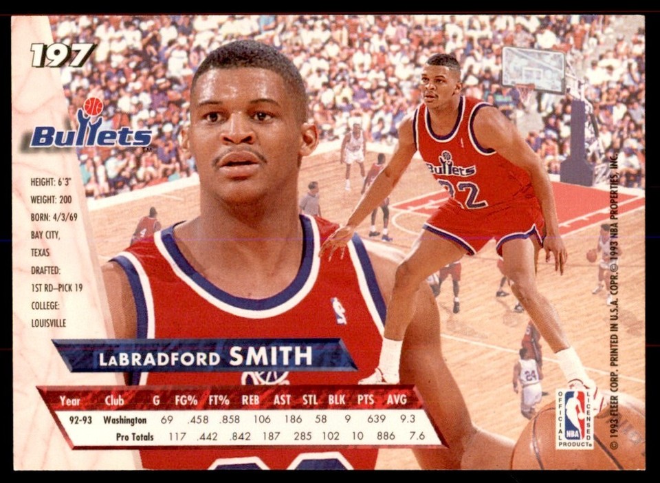 1993-94 Ultra LaBradford Smith Washington Bullets #197 | eBay