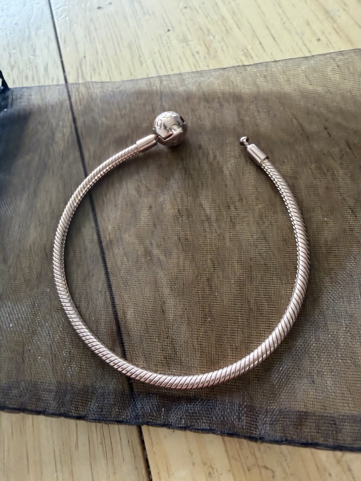 Genuine Pandora Rose Gold Moments Snake Chain Bracelet 19CM | eBay UK