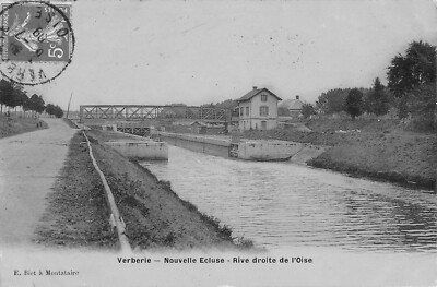 CPA 60 VERBERIE / NOUVELLE ECLUSE / RIVE DROITE DE L'OISE / cpa émail ...