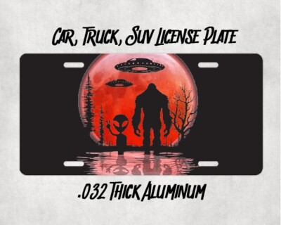 Bigfoot UFO Alien Red Cryptid aluminum License Plate Car Tag | eBay