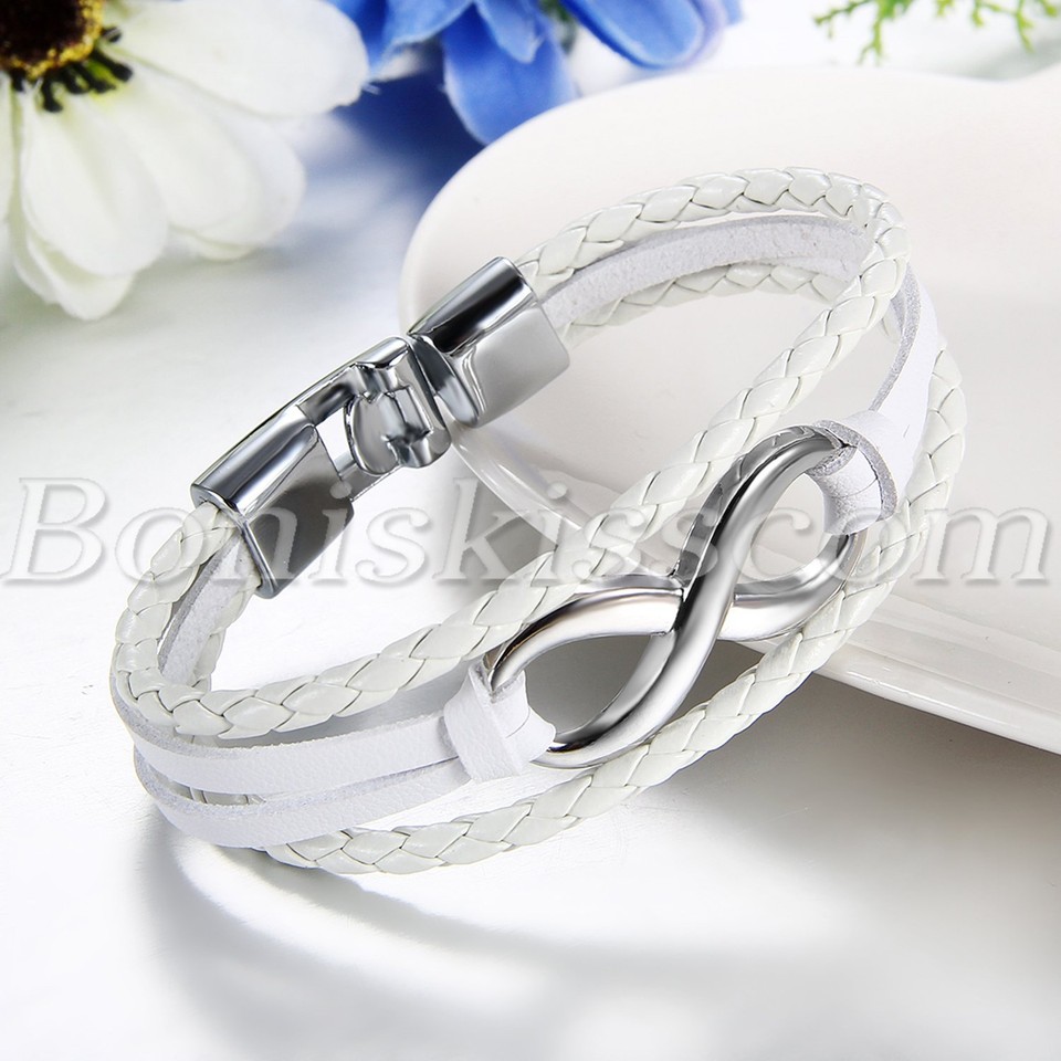 Classical Love Infinity Symbol Multilayer Leather Men Women Bracelet ...