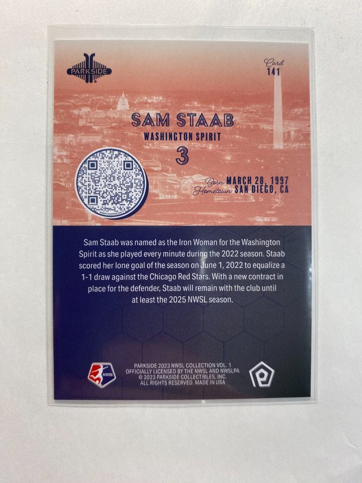 Sam Staab 2023 Washington Spirit #141 Parkside Vol. 1 NWSL Card | eBay