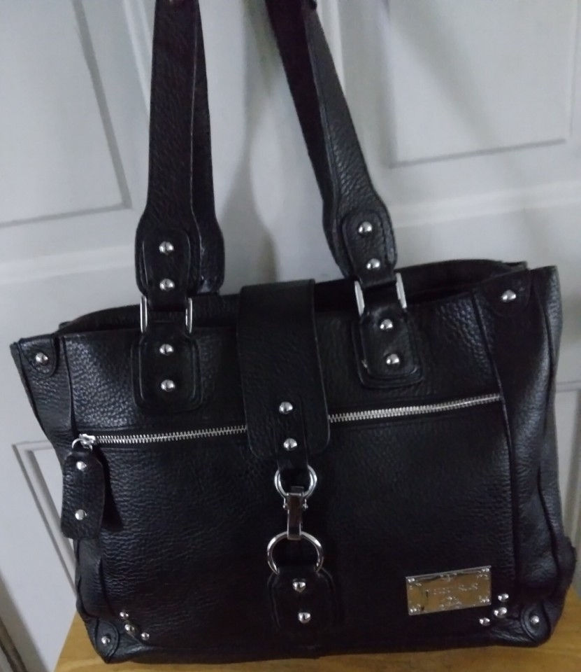Moonsus Large Black Leather Tote Laptop Travel Bag | eBay