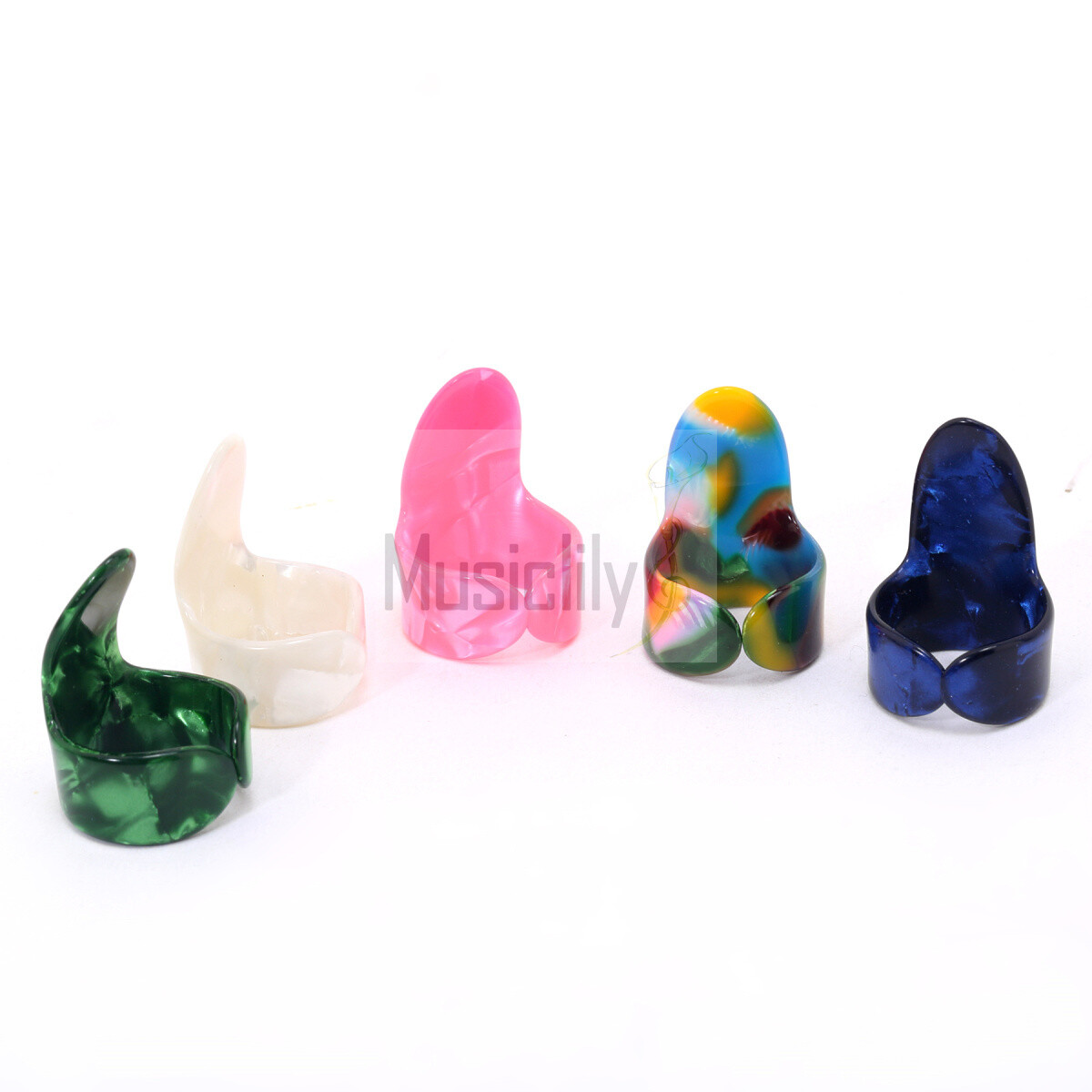 Musiclily 5Pcs 1.0mm Pearl Celluloid Guitar Bass Finger Picks Random ...