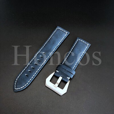 22 24 MM Dark Blue Vintage Genuine Leather Watch Strap Band Fits for ...
