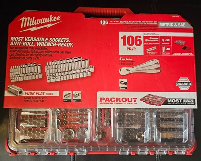 Milwaukee 48-22-9486 106pc Socket Set with PACKOUT Case - SAE / Metric ...