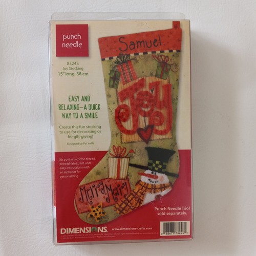 Vintage Dimension Punch Needle JOY Christmas Stocking Kit 83243 Needle ...