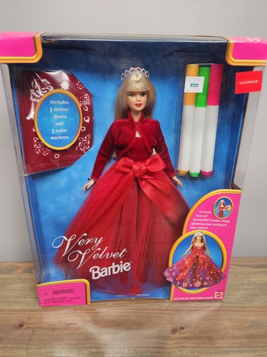 1998 Very Velvet Barbie 20528 Stickers Markers Blonde Red Dress | eBay