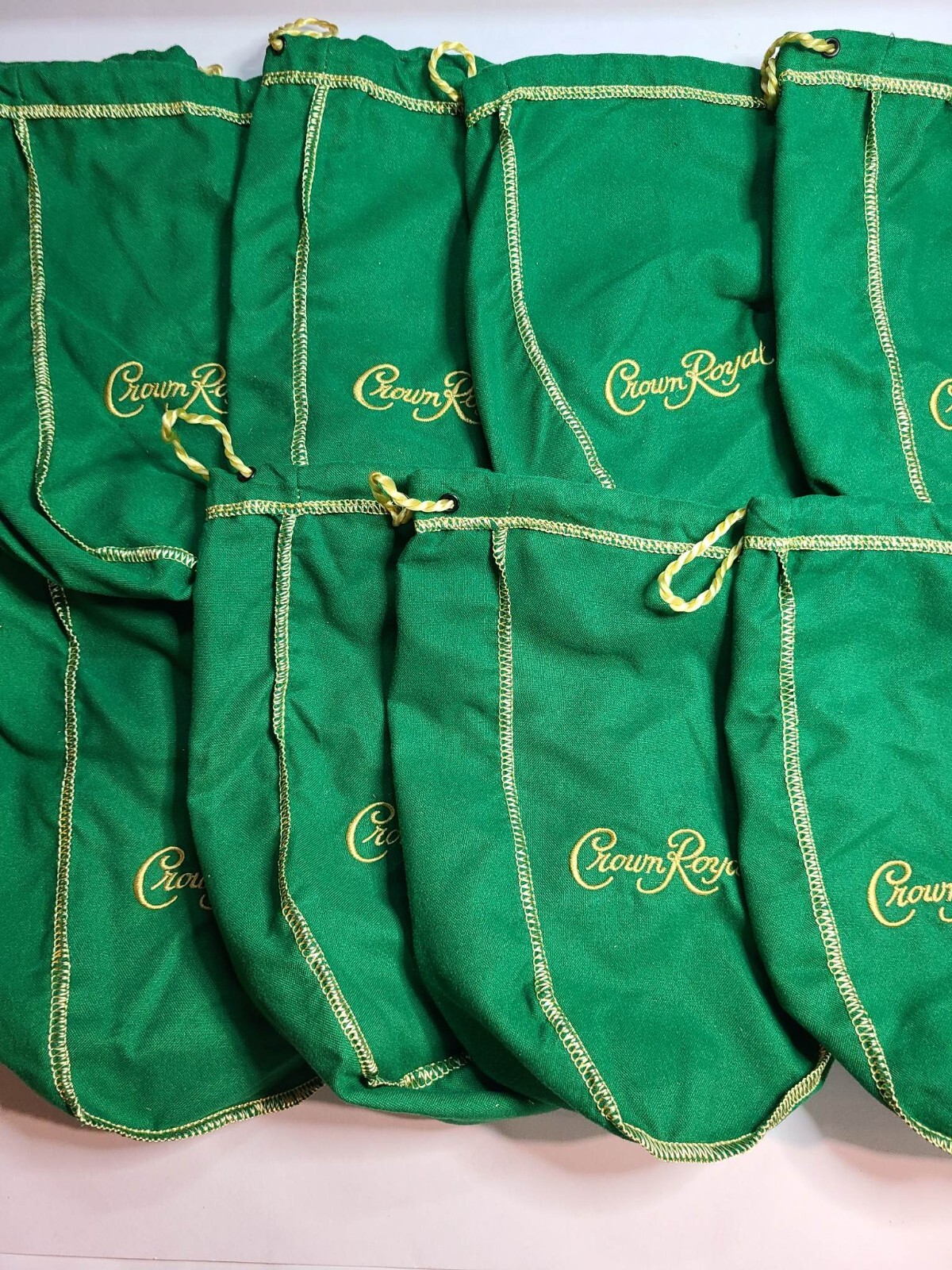Lot of 10 Crown Royal Green Drawstring Bags Medium size 9-10" Long | eBay