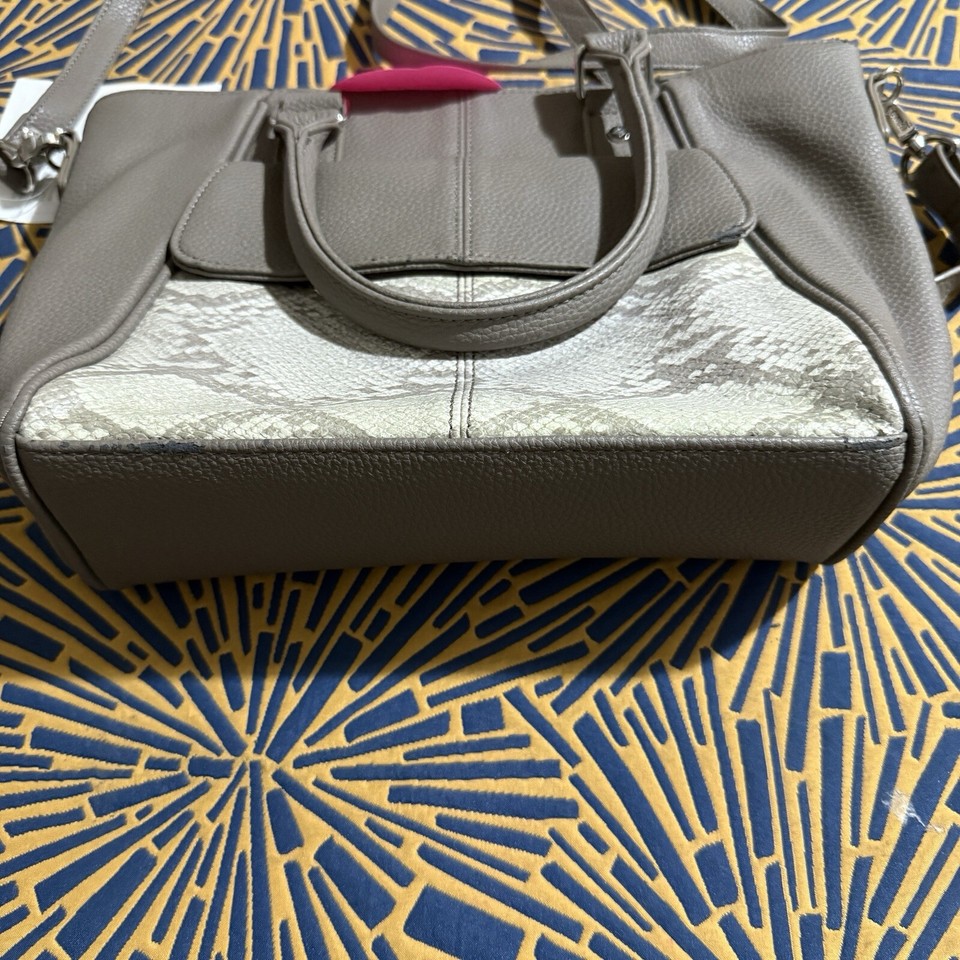 Jewell Thirty One Womens Purse Brown Gray Faux Leather Zip | eBay