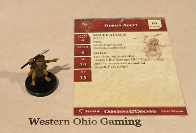 D&D Miniatures Goblin Adept #34/60 USED Deathknell Dungeons Dragons ...