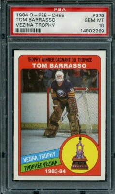 1984 O-PEE-CHEE HOCKEY #379 TOM BARRASSO ROOKIE RC PSA 10 GEM MINT | eBay