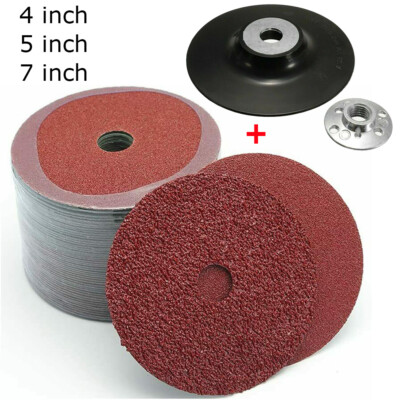 4" 5" 7" Resin Fibre Fiber Sanding Discs Grinding Disc Backing Pad ...