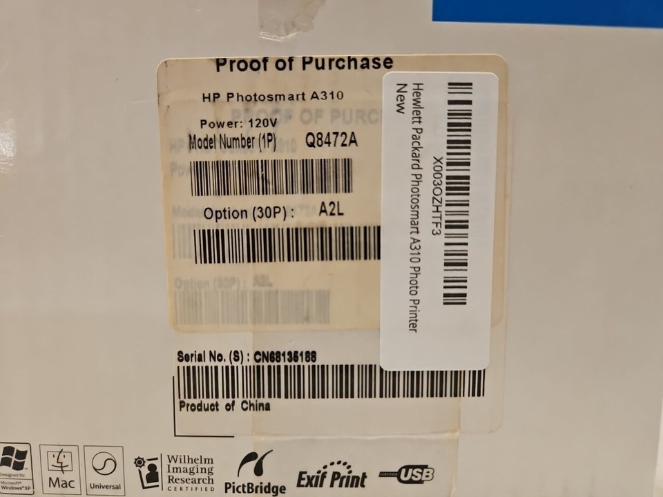 HP Photosmart A310 Compact Photo Printer Q8472A - New | eBay